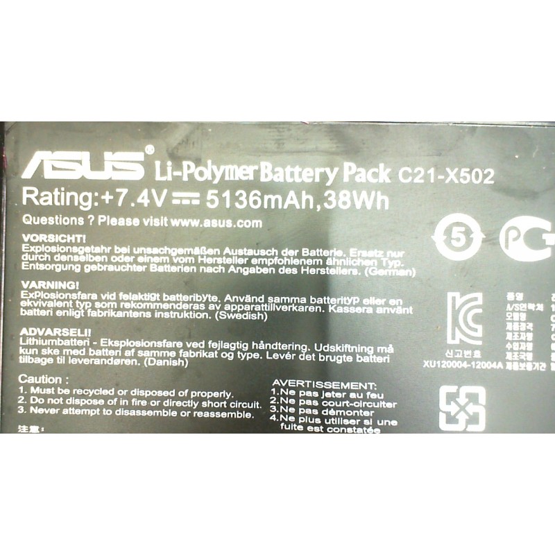 0B200-00320600 Asus X502C genuine battery C21-X502 7.4V 5136mAh EL9805 za4i